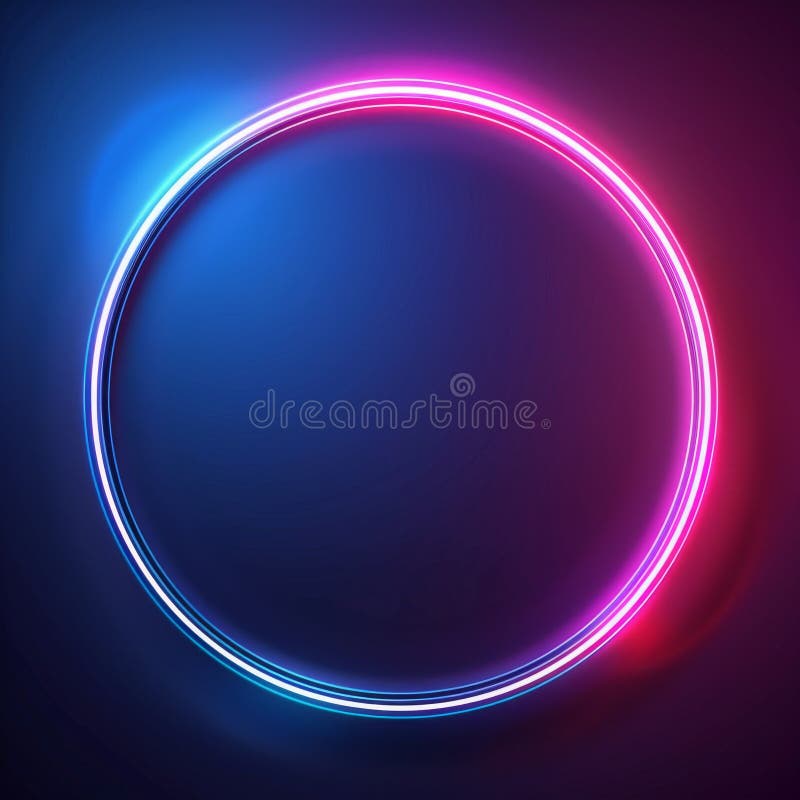 Neon Glowing Circle with Blue and Pink Light. Luminescent Round Frame ...