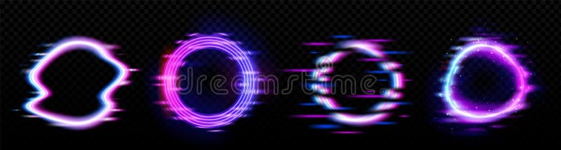 Neon Glowing Circle Frame with Glitch Effect Stock Vector ...