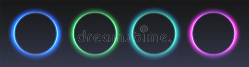 Neon Glowing Circle Frames, Futuristic Gradient Colorful Rings, Modern ...