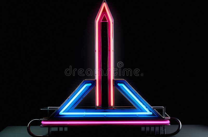 Neon Glowing Column Pillar 3d Scene Abstract in Stock Image - Image of ...