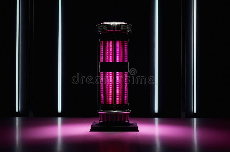 Neon Glowing Column Pillar 3d Scene Abstract in Stock Photo - Image of ...