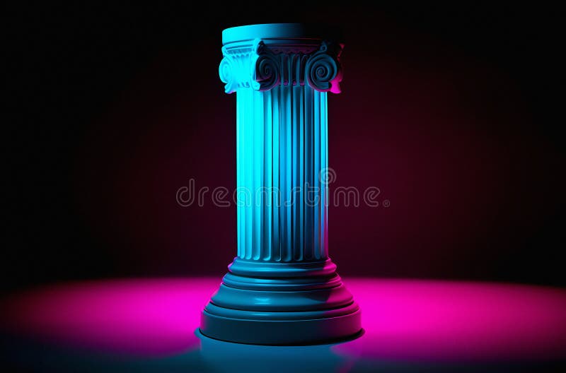 Neon Glowing Column Pillar 3d Scene Abstract in Stock Image - Image of ...