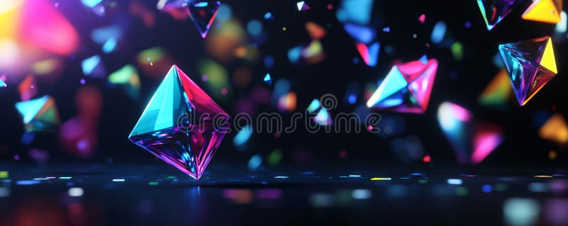 Neon Glowing Crystal Prisms Abstract Background High Quality Image ...