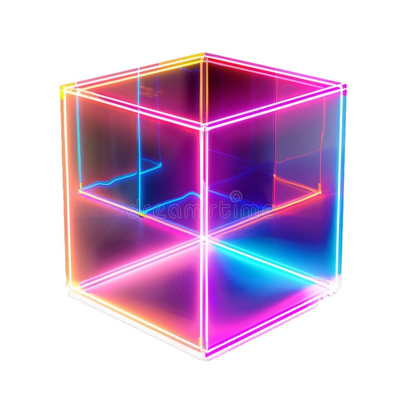 Neon Glowing Cube on Transparent Background Stock Image - Image of ... Neon Glowing Cube on Transparent Background Stock Image - Image of ...