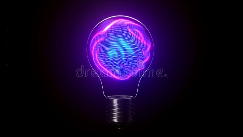 Neon Glowing 3D Sphere Inside the Light Bulb Stock Video - Video of ...
