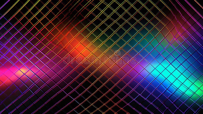 Neon Glowing Diagonal Grid Pattern Stock Photo - Image of lines ...