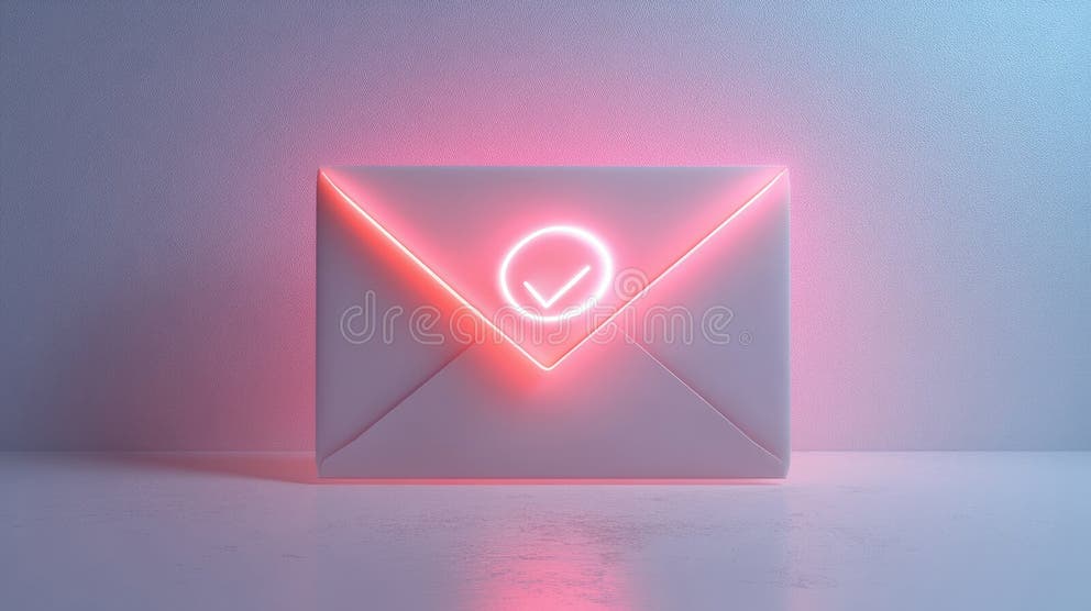 Neon-glowing Envelope Icon Symbolizing Email or Communication Stock ...