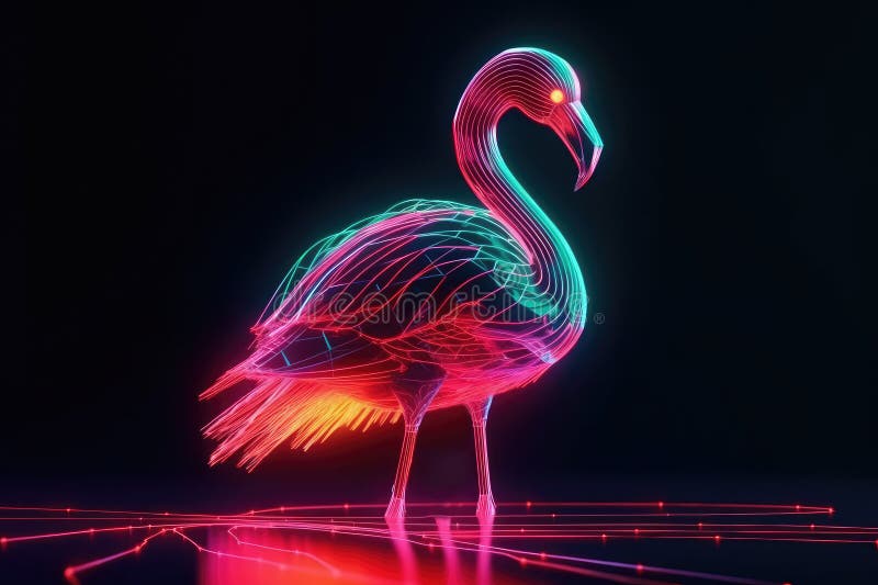 Neon glowing flamingo stock illustration. Illustration of glow - 285065904