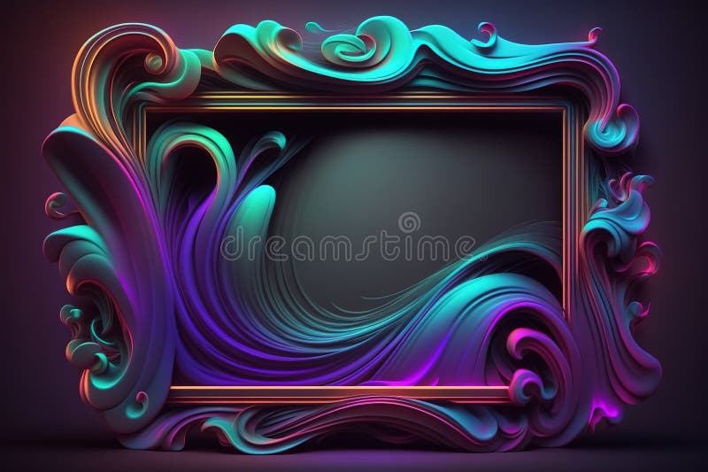 Neon Glowing Frame on Flowing Silk Background 3d, GENERATIVE AI Stock ...