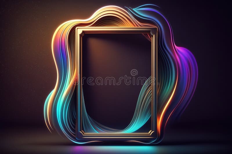 Neon Glowing Frame on Flowing Silk Background 3d, GENERATIVE AI Stock ...