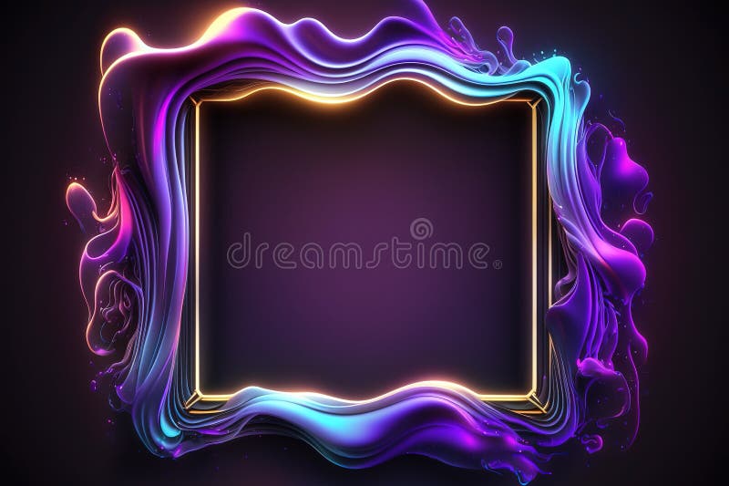 Neon Glowing Frame on Flowing Silk Background 3d, Wall Frame,GENERATIVE ...