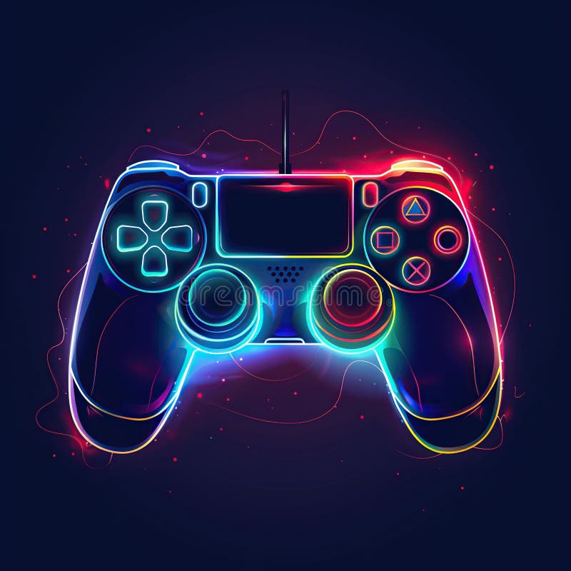 Neon Glowing Game Controller. (1 Stock Image - Image of digital ...