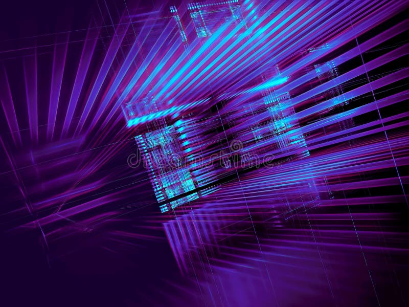 Neon Glowing Grid - Abstract Digitally Generated 3d Illustration Stock ...