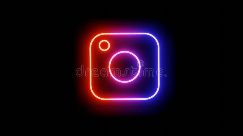 Neon Glowing Instagram Logo Image on Black Background Editorial ...