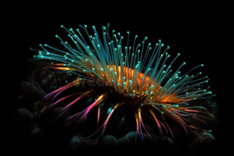 Neon Glowing Microorganisms in Colors on a Black Background. Stock ...