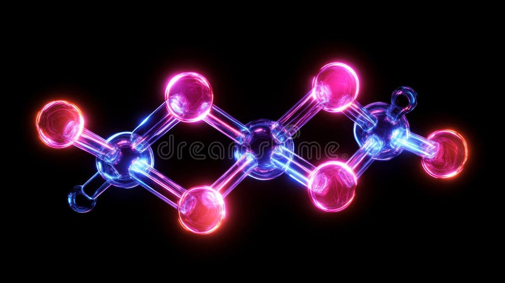 Neon Glowing Molecular Structure Illustration Stock Illustration ...