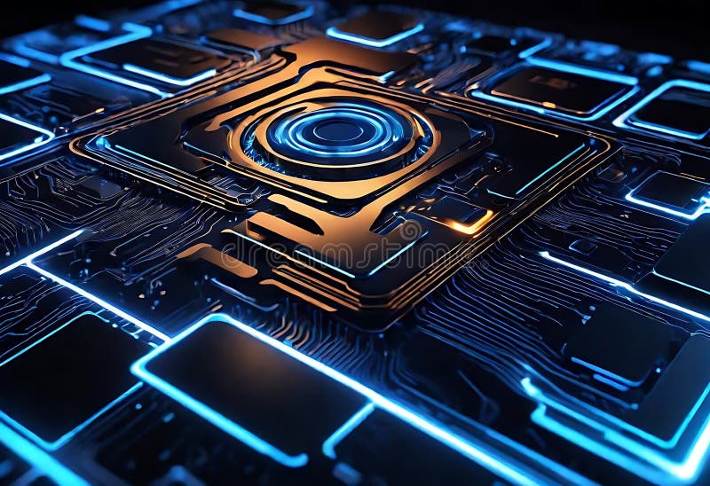 Neon Glowing Motherboard of CPU Stock Illustration - Illustration of ...