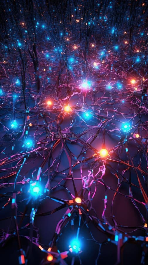 Neon-Glowing Network of Highly Connected Neurons . Stock Illustration ... Neon-Glowing Network of Highly Connected Neurons . Stock Illustration ...