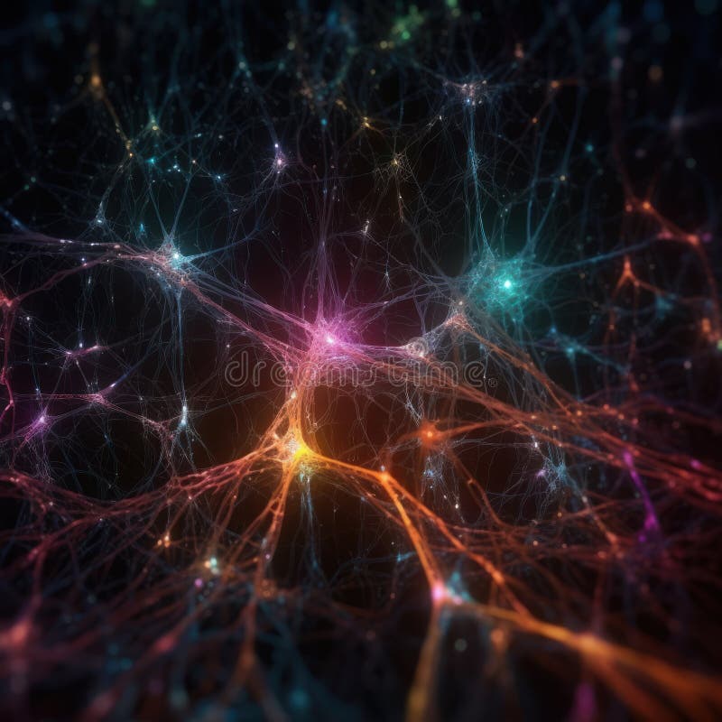 Neon-Glowing Network of Highly Connected Neurons . Stock Illustration ... Neon-Glowing Network of Highly Connected Neurons . Stock Illustration ...