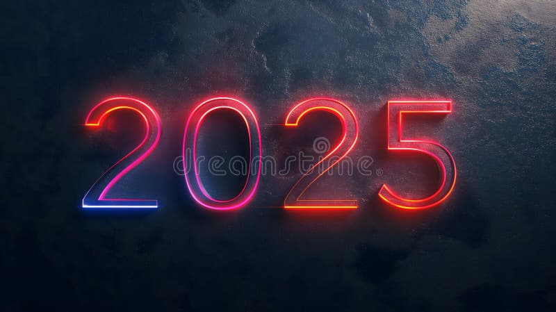 Neon 2025: a Glowing New Year S Eve Countdown Stock Illustration ...