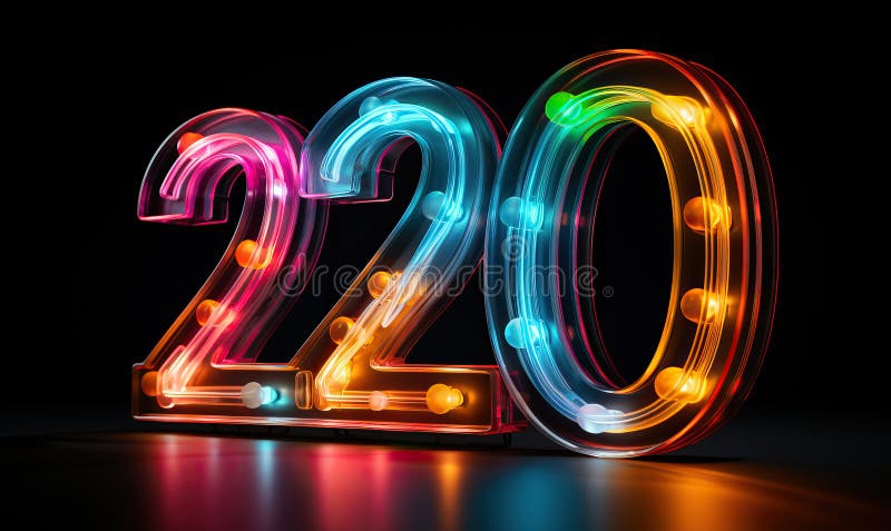 Neon Glowing Numbers on a Dark Background. Stock Illustration ...