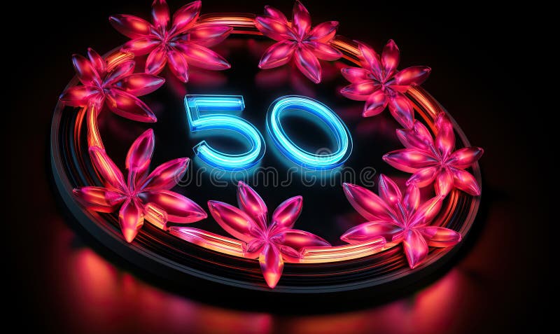 Neon Glowing Numbers on a Dark Background. Stock Illustration ...