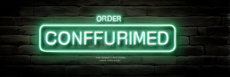 Neon Glowing Order Confirmed Notification Displayed on Dark Brick ...