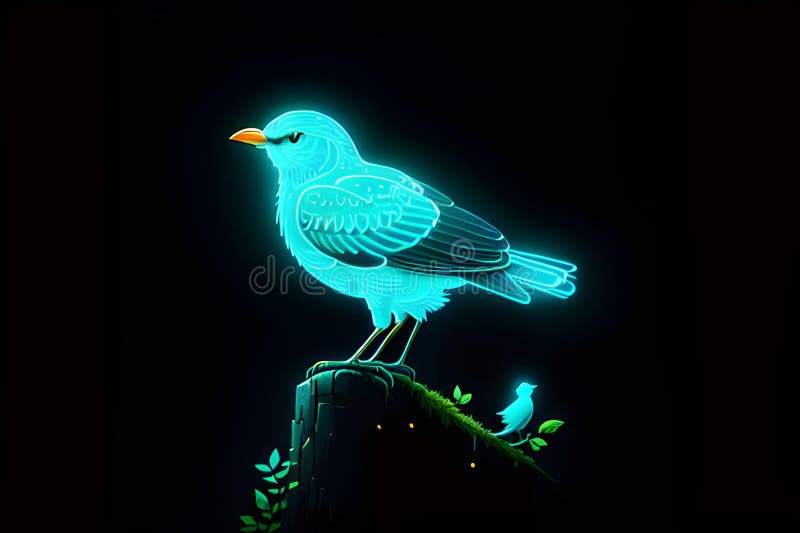 Neon Glowing Outlined Illustration of Bird Stock Illustration ...