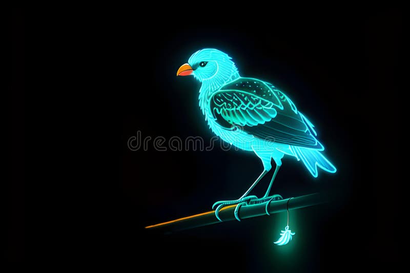 Neon Glowing Outlined Illustration of Bird Stock Illustration ...