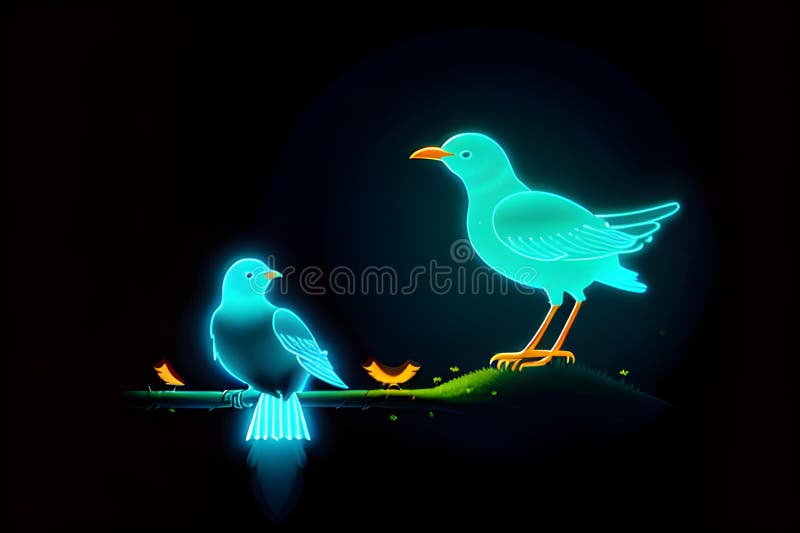 Neon Glowing Outlined Illustration of Bird Stock Illustration ...
