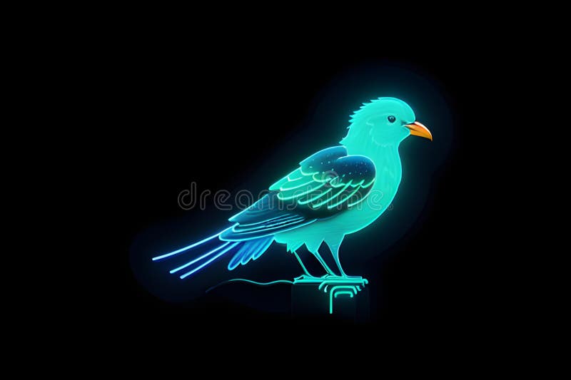 Neon Glowing Outlined Illustration of Bird Stock Illustration ...