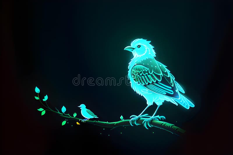 Neon Glowing Outlined Illustration of Bird Stock Illustration ...
