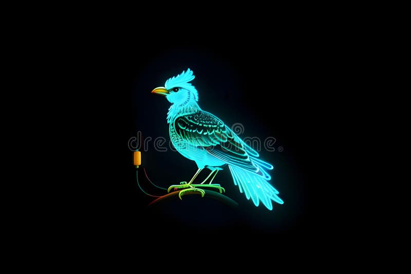 Neon Glowing Outlined Illustration of Bird Stock Illustration ...