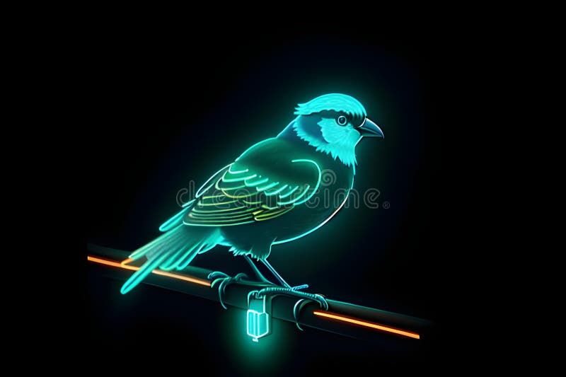 Neon Glowing Outlined Illustration of Abstract Planet Stock ...