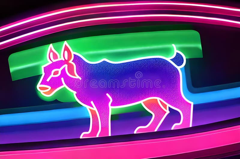 Neon Glowing Outlined Illustration of Colorful Bull Stock Illustration ...