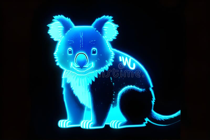 Neon Glowing Outlined Illustration of Colorful Koala Stock Illustration ...