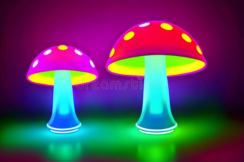 Neon Glow Mushrooms Stock Illustrations – 620 Neon Glow Mushrooms Stock ...