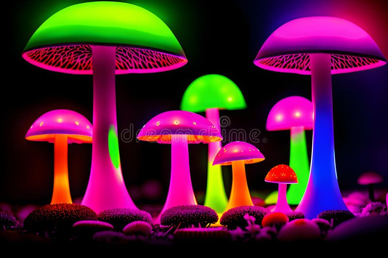 Neon Glow Mushrooms Stock Illustrations – 547 Neon Glow Mushrooms Stock ...