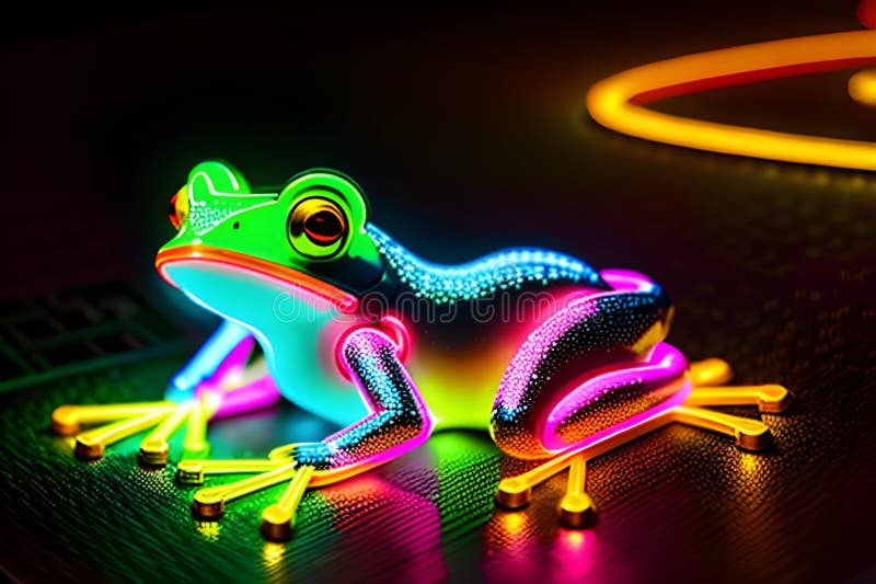 Neon Glowing Outlined Illustration of Frog Stock Illustration ...