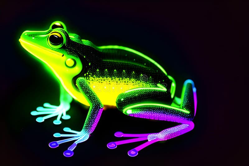 Neon Glowing Outlined Illustration of Frog Stock Illustration ...