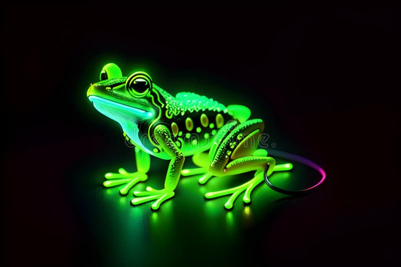 Neon Glowing Outlined Illustration of Frog Stock Illustration ...