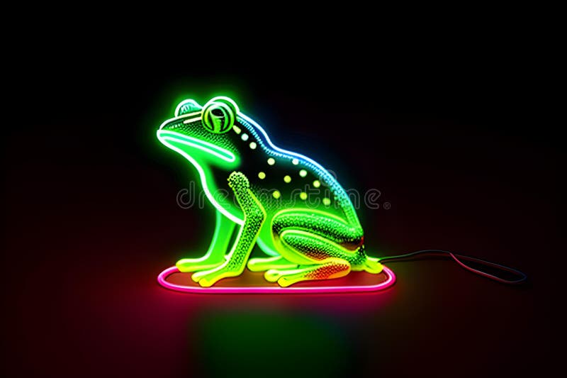 Neon Glowing Outlined Illustration of Frog Stock Illustration ...