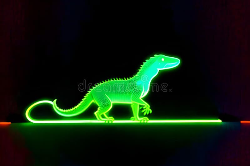 Neon Glowing Outlined Illustration of Lizard Stock Illustration ...
