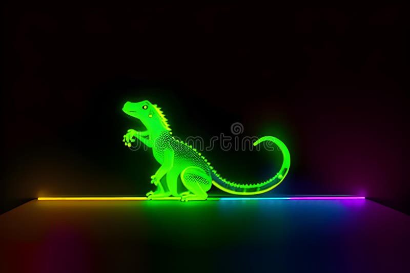 Neon Glowing Outlined Illustration of Lizard Stock Illustration ...
