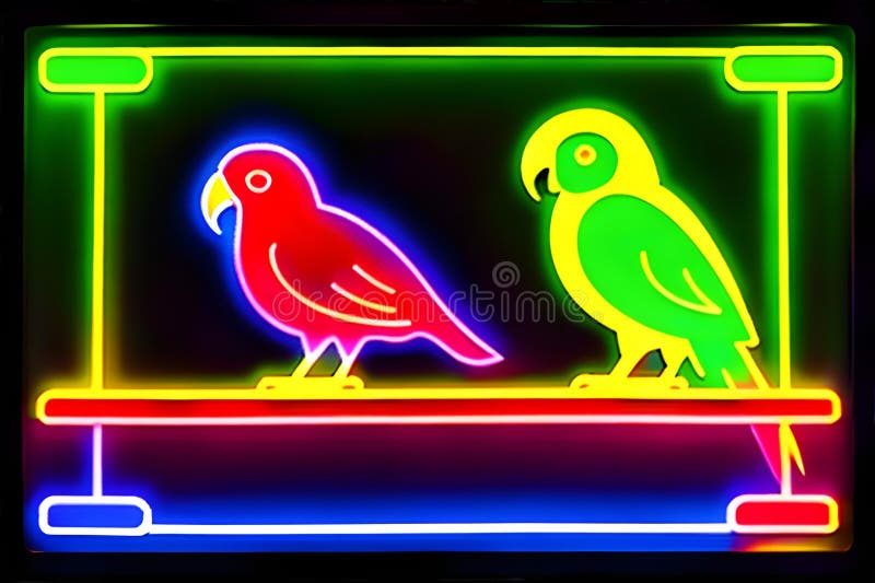 Neon Glowing Outlined Illustration of Parrot Stock Illustration ...
