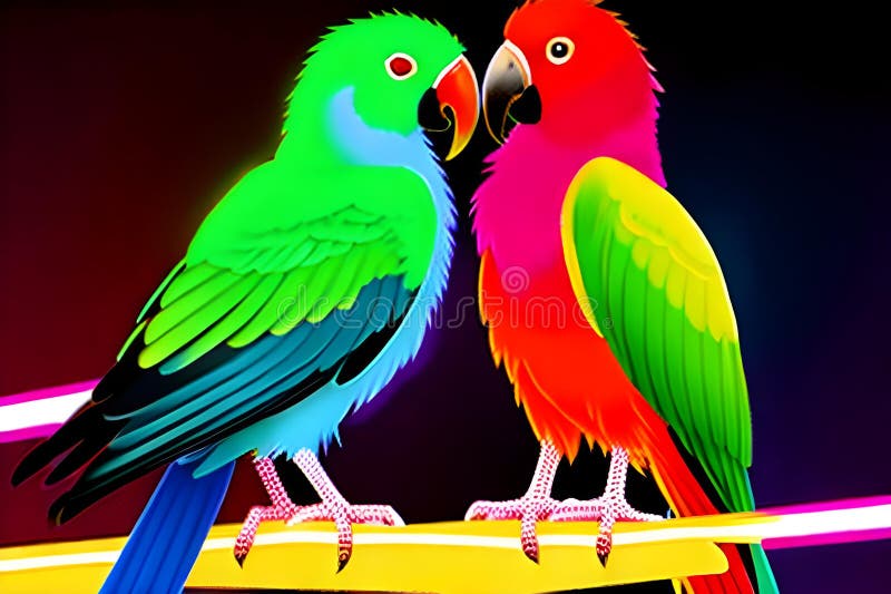 Neon Glowing Outlined Illustration of Parrot Stock Illustration ...