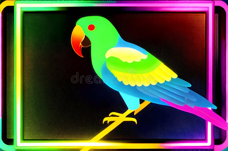 Neon Glowing Outlined Illustration of Parrot Stock Illustration ...