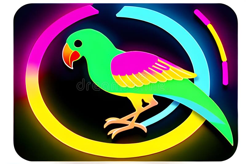 Neon Glowing Outlined Illustration of Parrot Stock Illustration ...