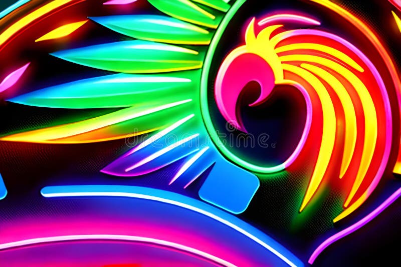 Neon Glowing Outlined Abstract Illustration of Parrot Stock ...