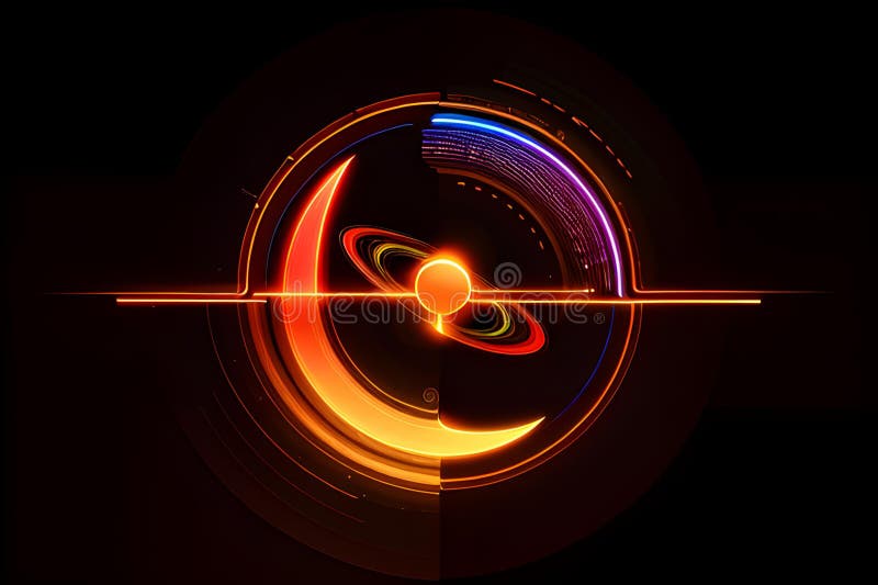 Neon Glowing Outlined Illustration of Planet Stock Illustration ...